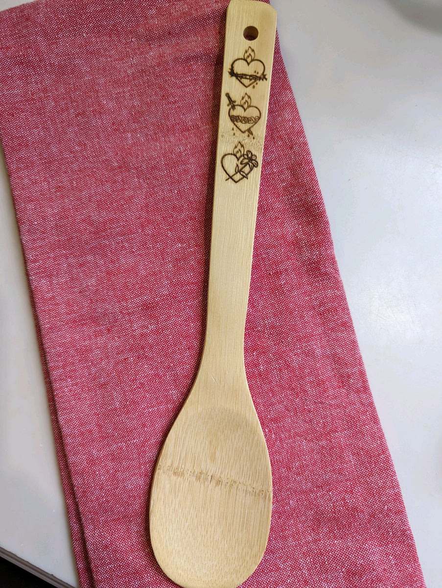 Hearts of the Holy Family Wooden Spoon – Pelican Catholic Gifts